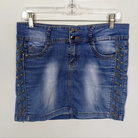 Tsd | Skirts | Tsd 986 Sz29 Sexy Y2k Studded Bling Denim Mini Skirt ...